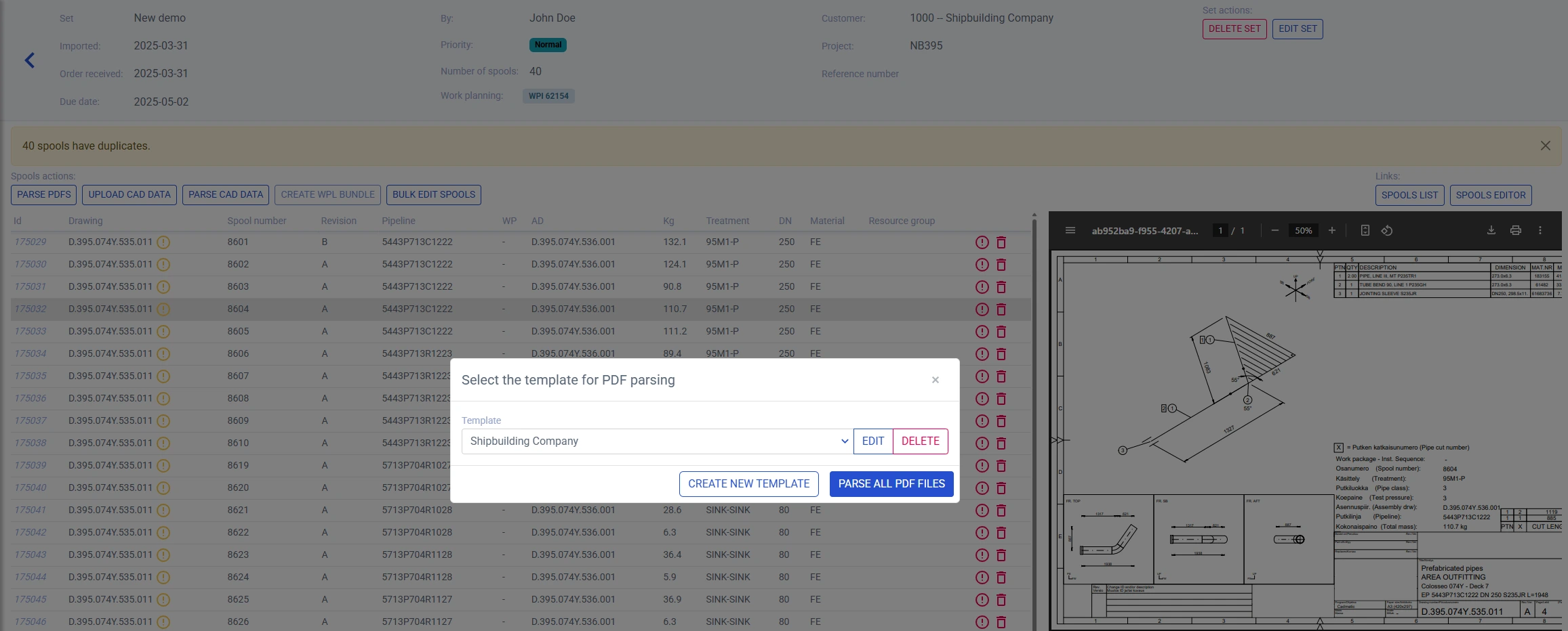 Parsing PDF Spool Drawings – PipeCloud Features